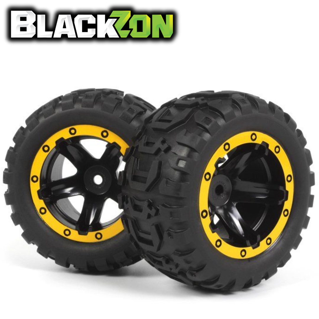 BlackZon BZN540260 Mounted Tires & Wheels Yellow MT Slyder & Turbo ...
